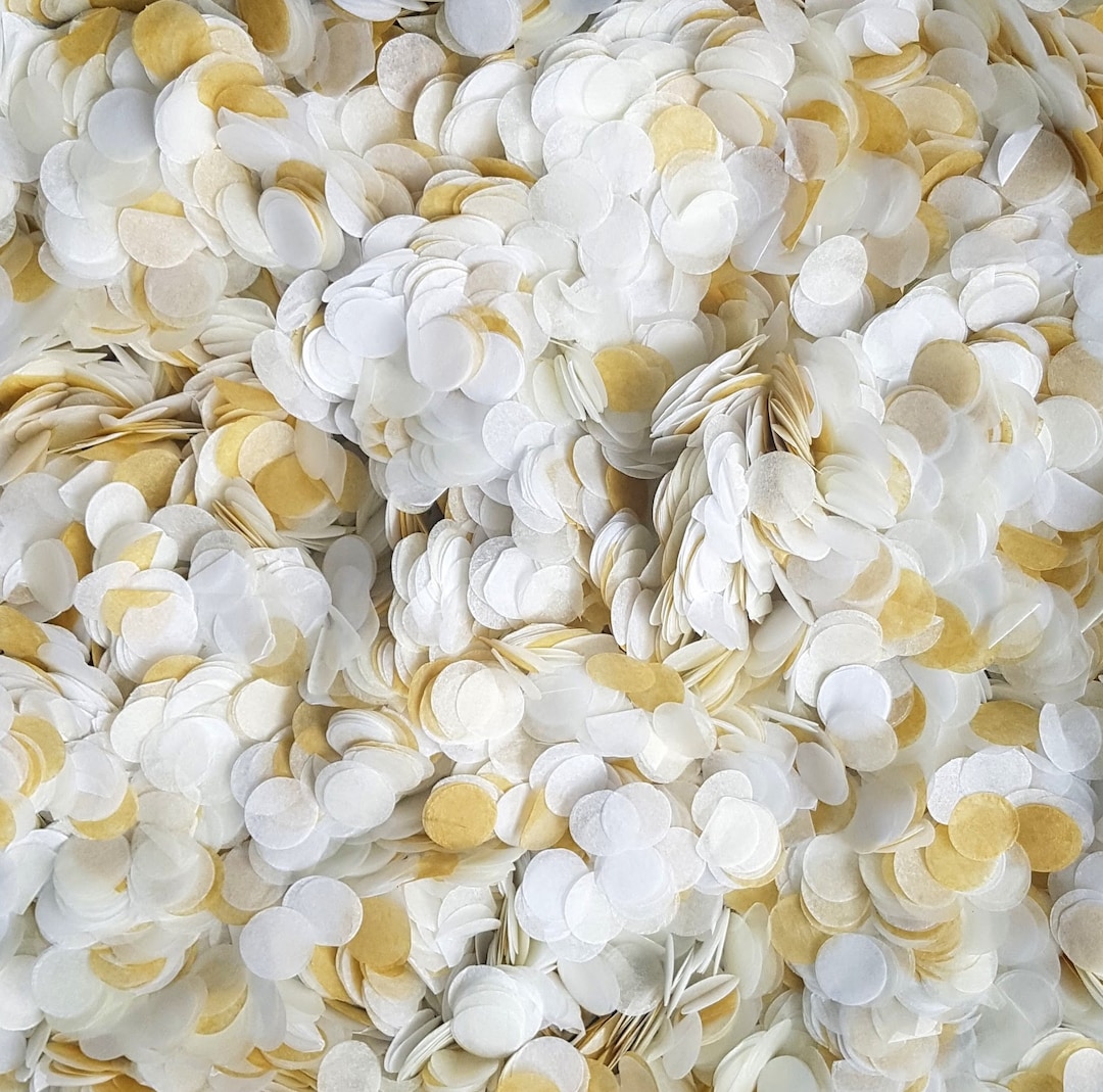 Biodegradable Confetti - Neutral Paper Confetti Mix - White, Matte Gold ...