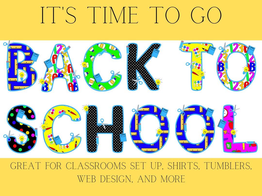 Back to School Alphabet Letters PNG Bundle, Hand Drawn Doodle ...