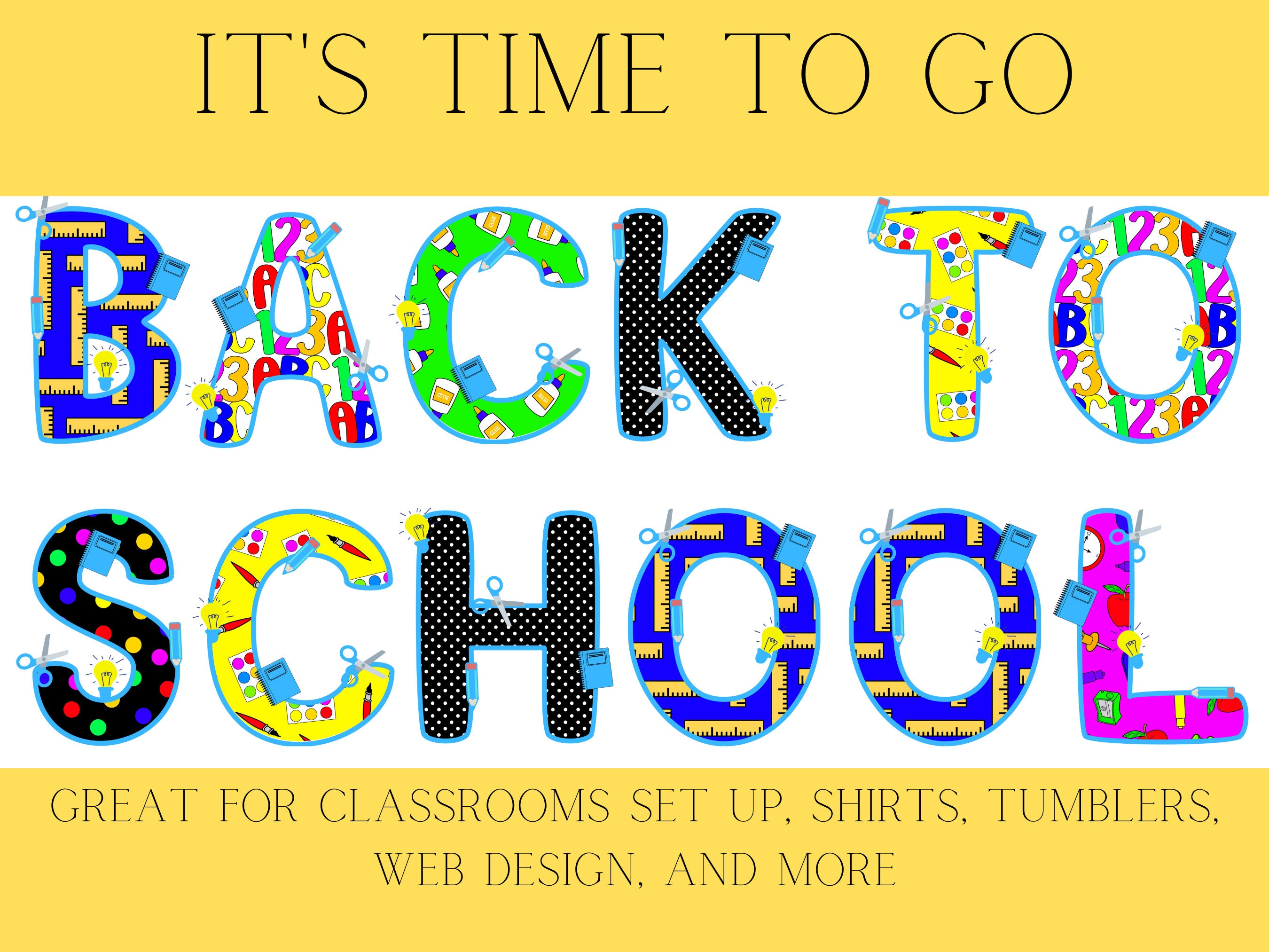 Back to School Alphabet Letters PNG Bundle Hand Drawn Doodle - Etsy