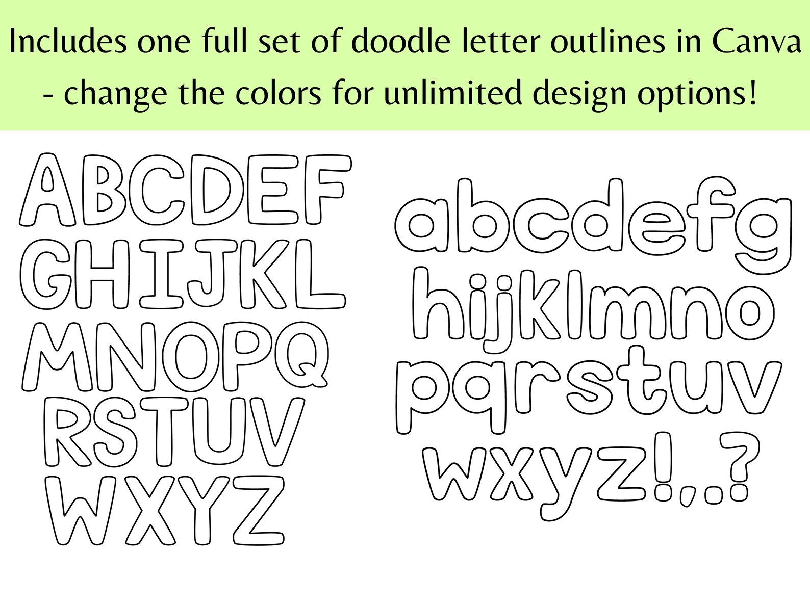 Doodle Fillable Letters: Drag & Drop Canva Alphabet (digital Download ...