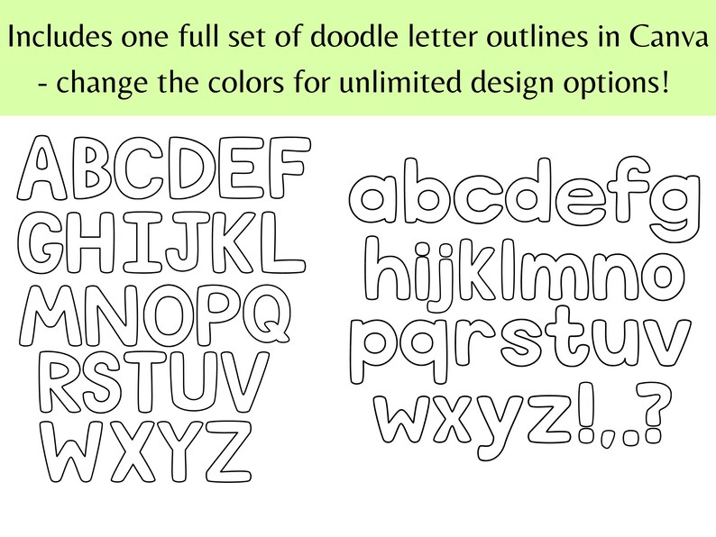 Doodle Fillable Letters: Drag & Drop Canva Alphabet (digital Download ...
