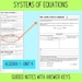 Systems of Equations Pre-algebra Algebra, Math Notes Worksheets ...
