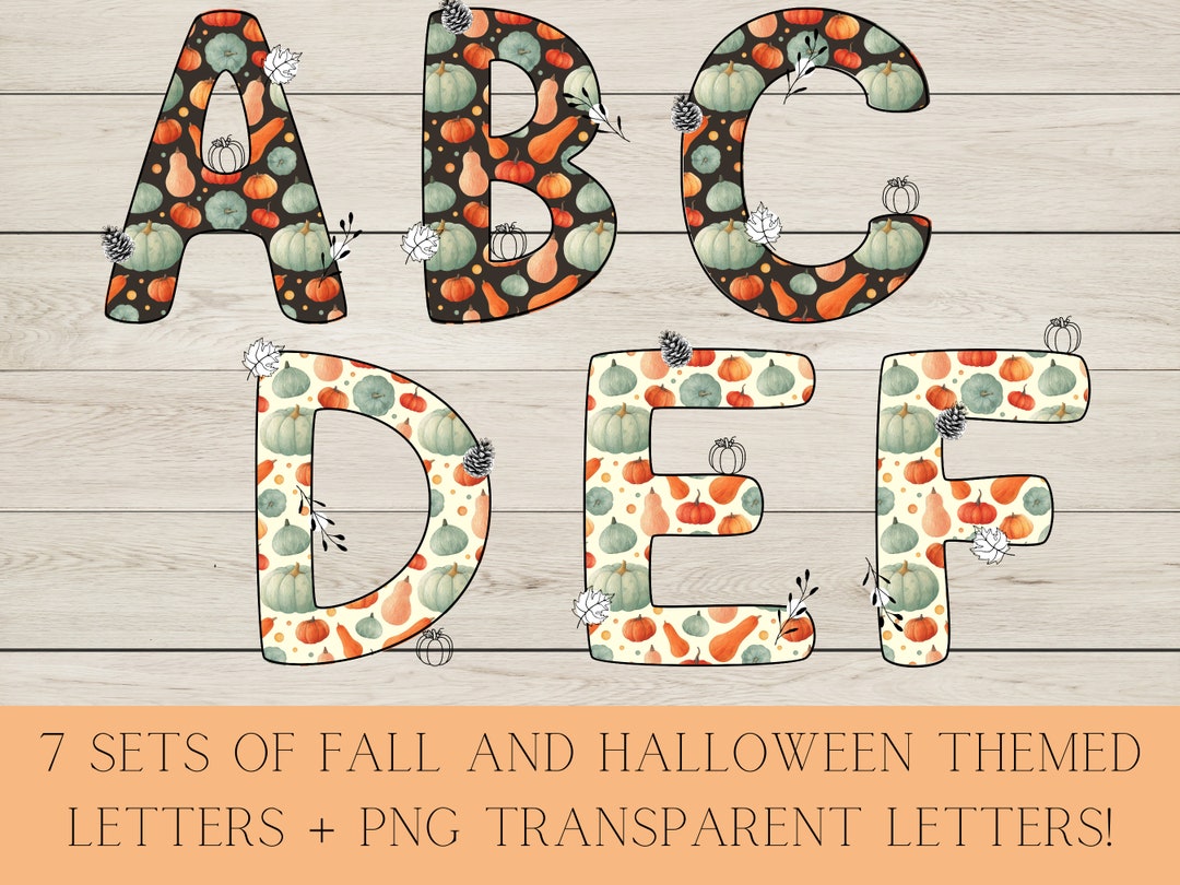 Fall Autumn Alphabet Letters PNG Bundle, Hand Drawn Doodle, Sublimation ...