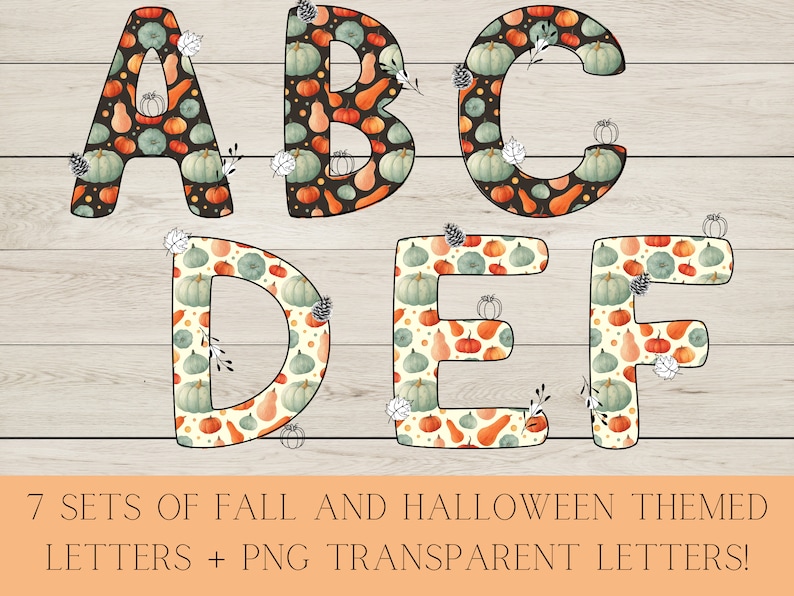 Fall Autumn Alphabet Letters PNG Bundle, Hand Drawn Doodle, Sublimation ...