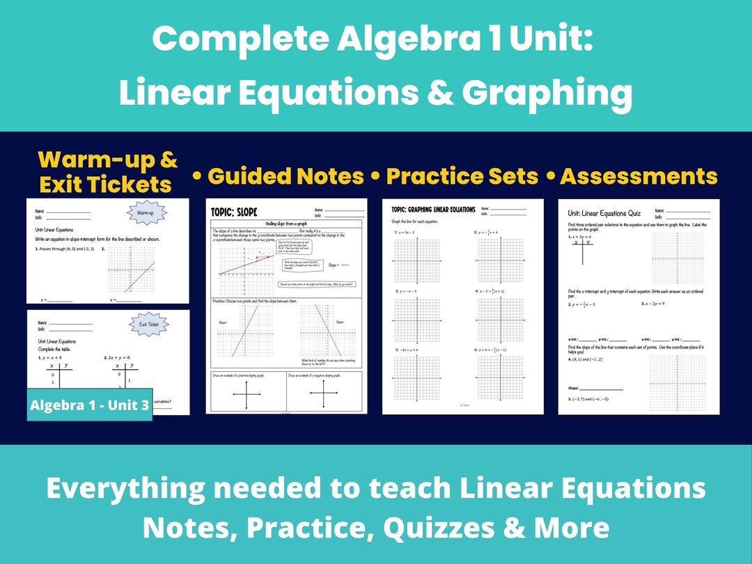 Linear Equations & Graphing Unit | Algebra 1, Guided Notes (digital ...