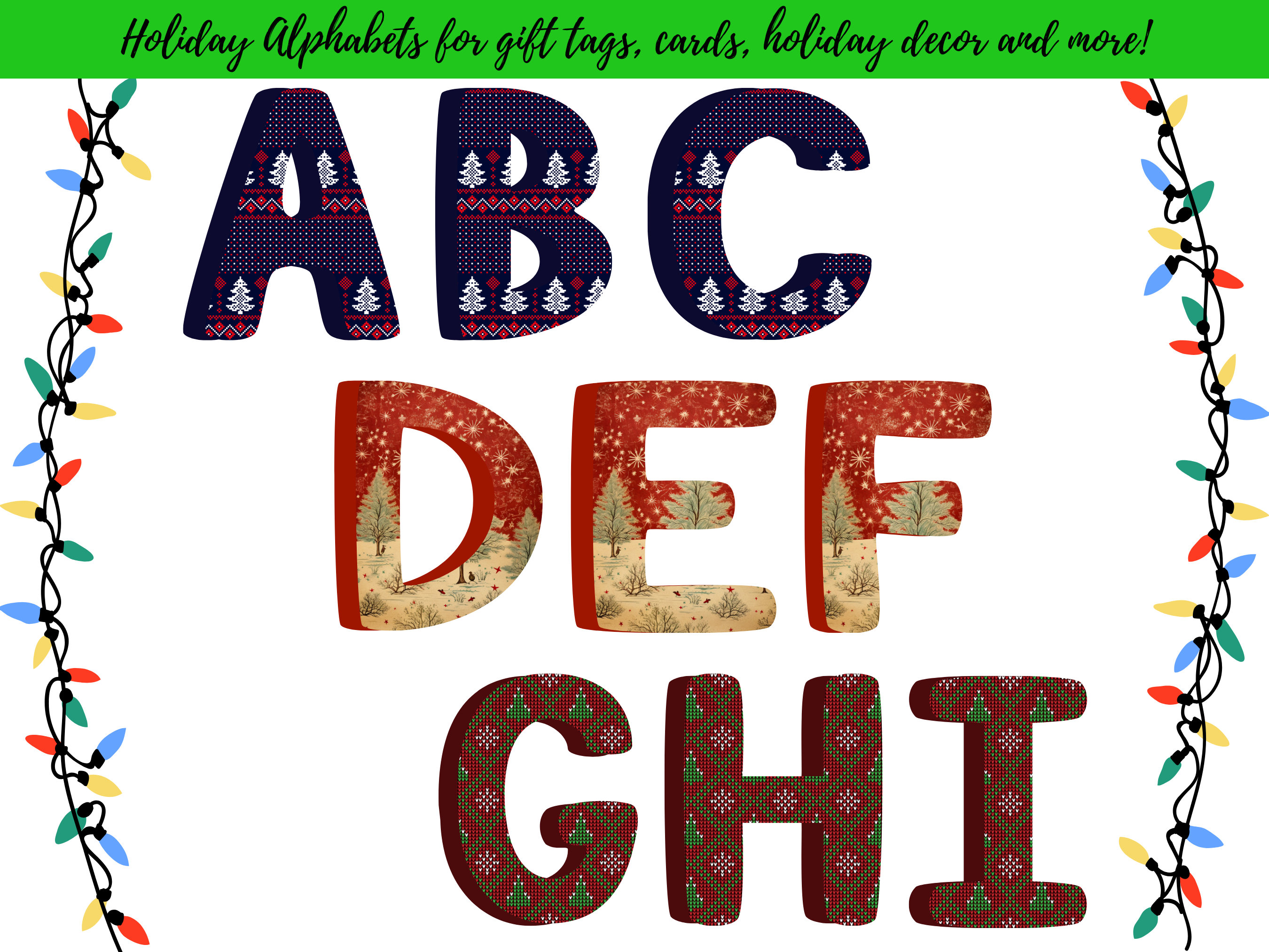 Christmas Doodle Letters PNG Files, Christmas Alphabet Letters PNG ...