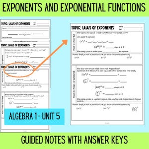 Math Worksheets Notes Algebra Laws of Exponents Worksheets, Pre-algebra ...