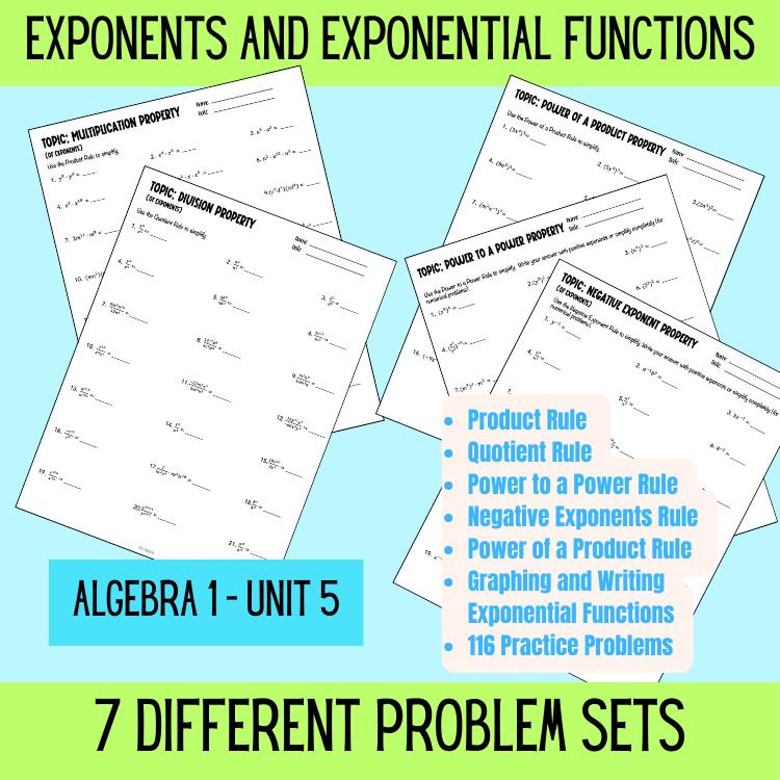 Math Worksheets Notes Algebra Laws of Exponents Worksheets, Pre-algebra ...