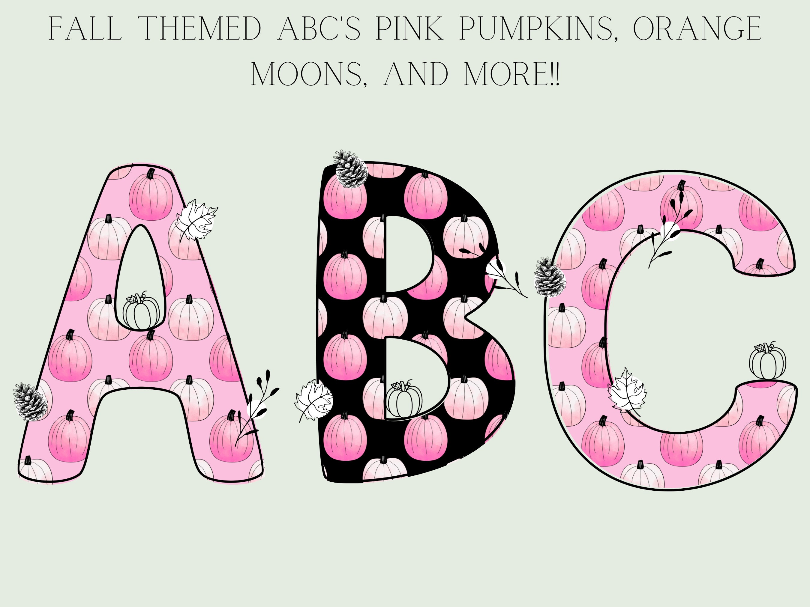 Fall Autumn Alphabet Letters PNG Bundle Hand Drawn Doodle - Etsy