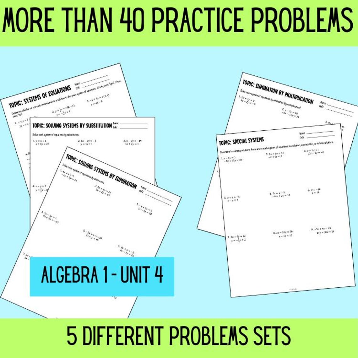 Systems of Equations Pre-algebra Algebra, Math Notes Worksheets ...