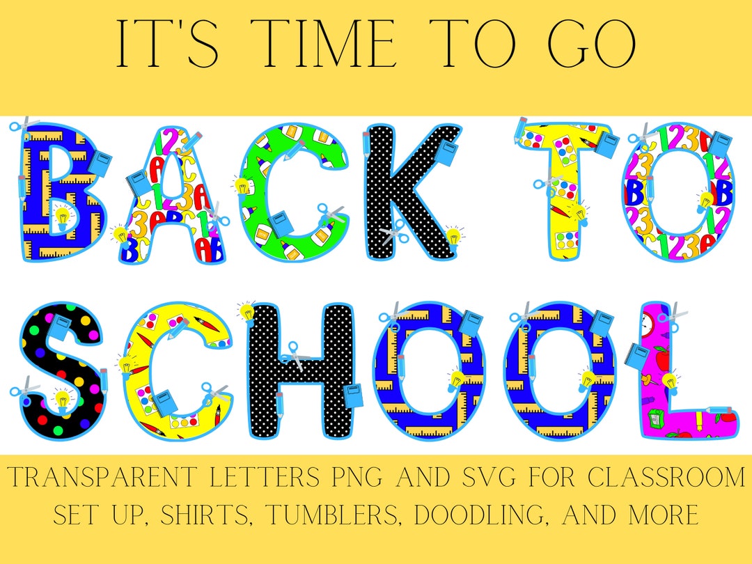 Back to School Doodle Letters, Fillable Alphaset, Canva Frame Design ...