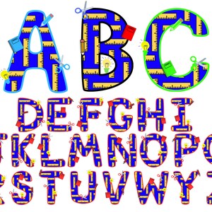 Back to School Alphabet Letters PNG Bundle, Hand Drawn Doodle ...