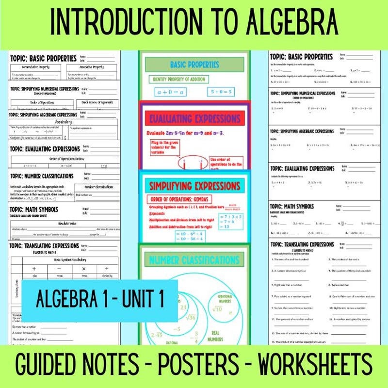 Pre Algebra Worksheets - Etsy