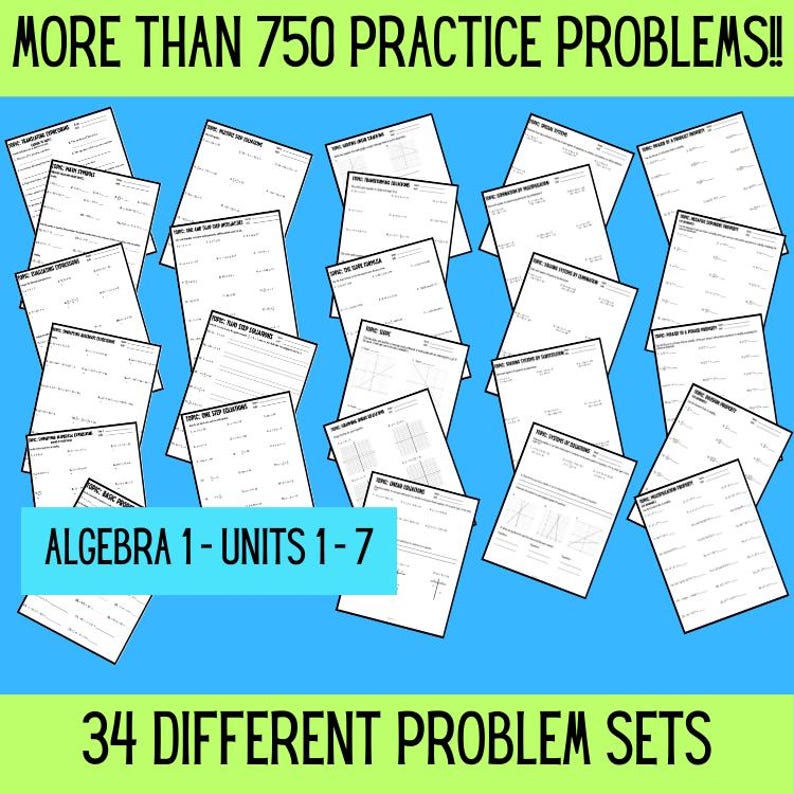 Seven Algebra Units, Intro to Algebra Equations Inequalities Graphing ...