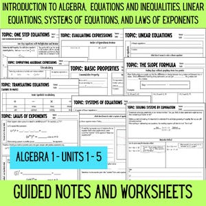 Five Complete Algebra Units, Introduction to Algebra, Equations ...