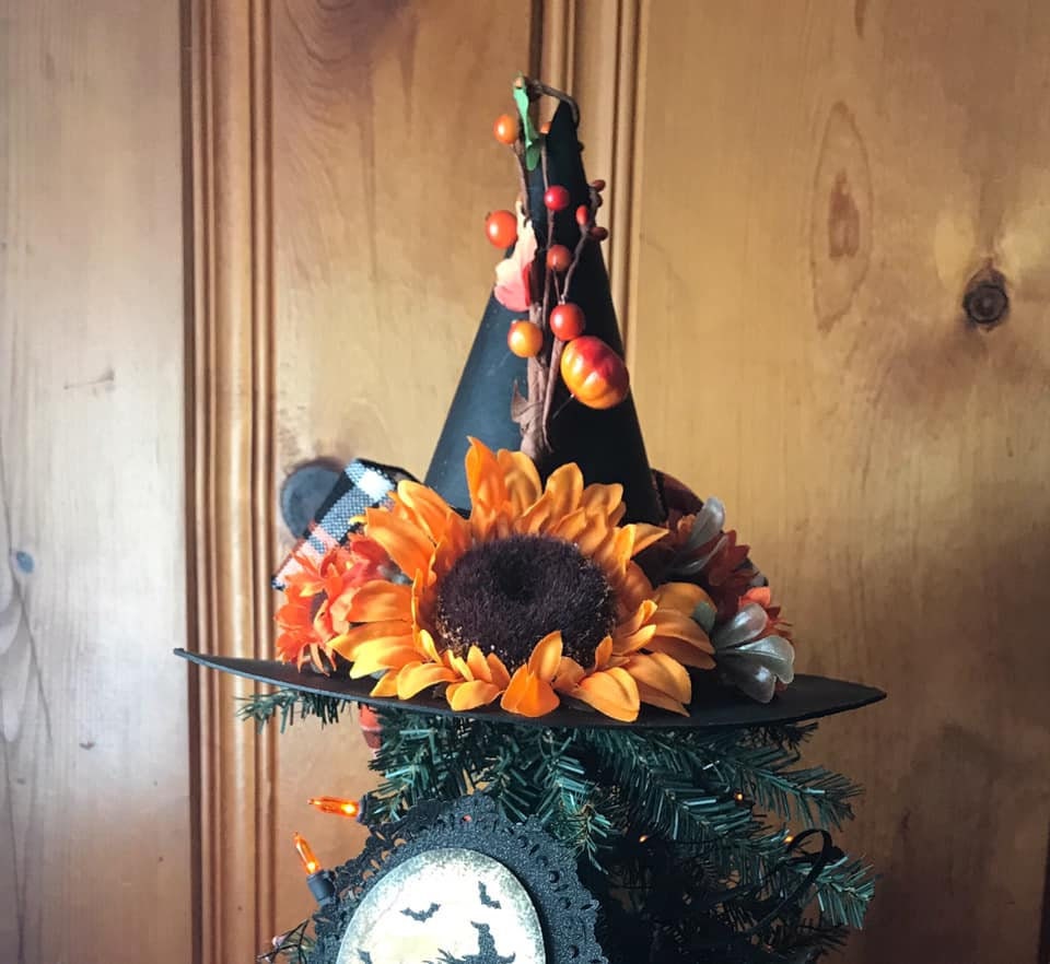 Limited Edition Halloween Witch Hat Tree Topper, Sunflower Primitive ...