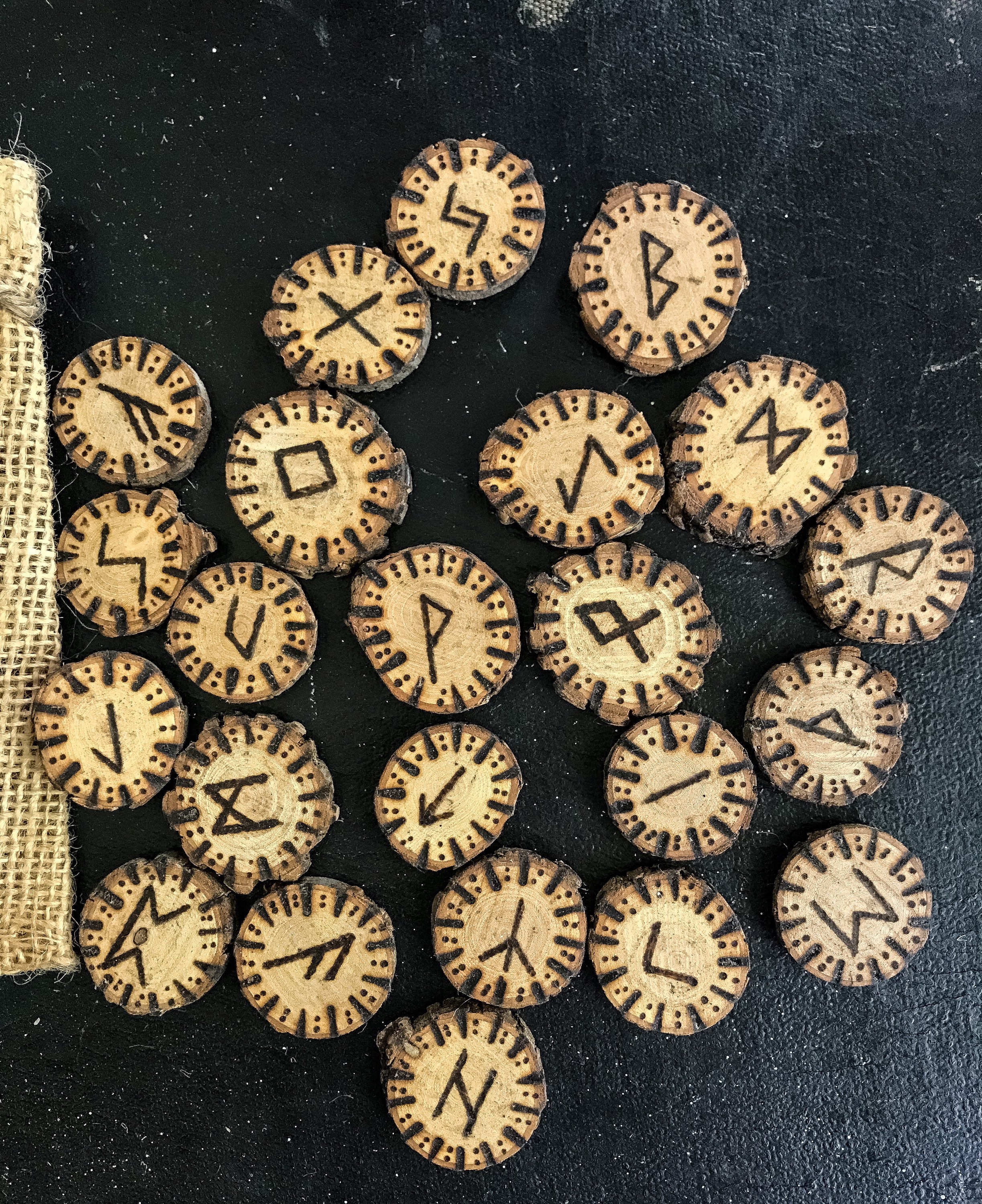 Elder Futhark Runes, Woodburned Wood slice Runes,Handmade Pyrography ...