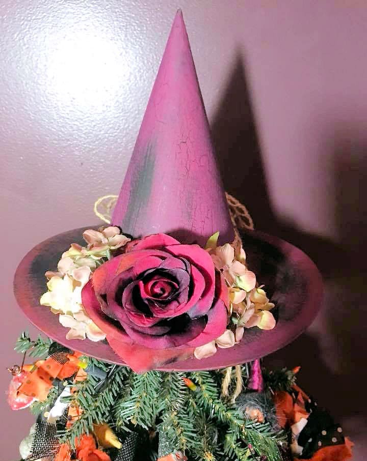 Romantic Tree Topper Witch Hat,Primitive Witch Hat,Aunt Clara's Tea ...
