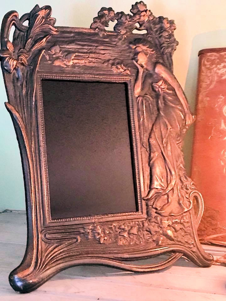 Large cast iron scrying mirror #2, art nouveau scrying mirror, witch's ...