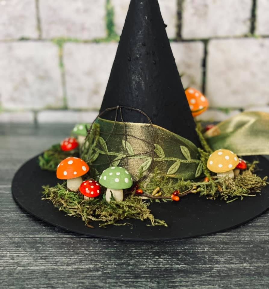 Halloween Whimsical Witch Tree Topper, Mushroom Tree Topper