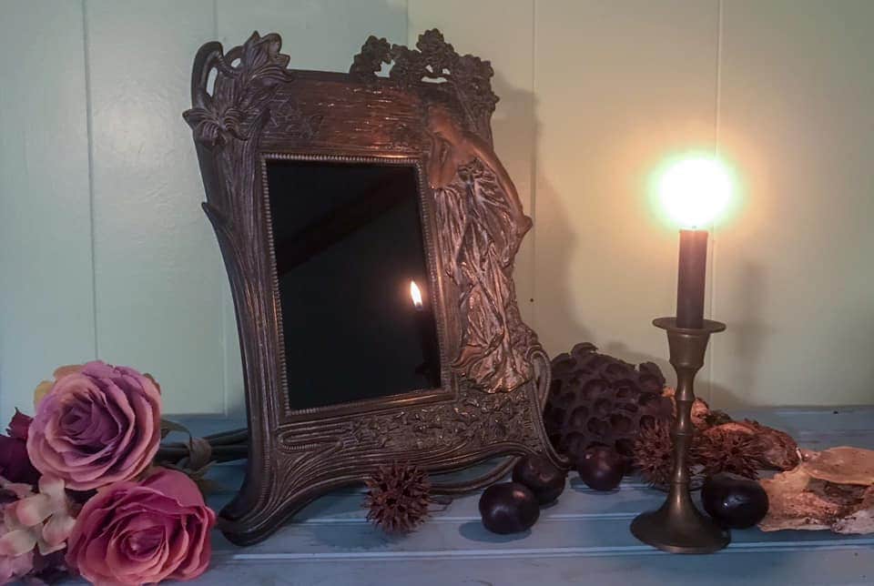Vintage Scrying Mirror, Art Nouveau, Antique Art Deco Scrying Mirror ...