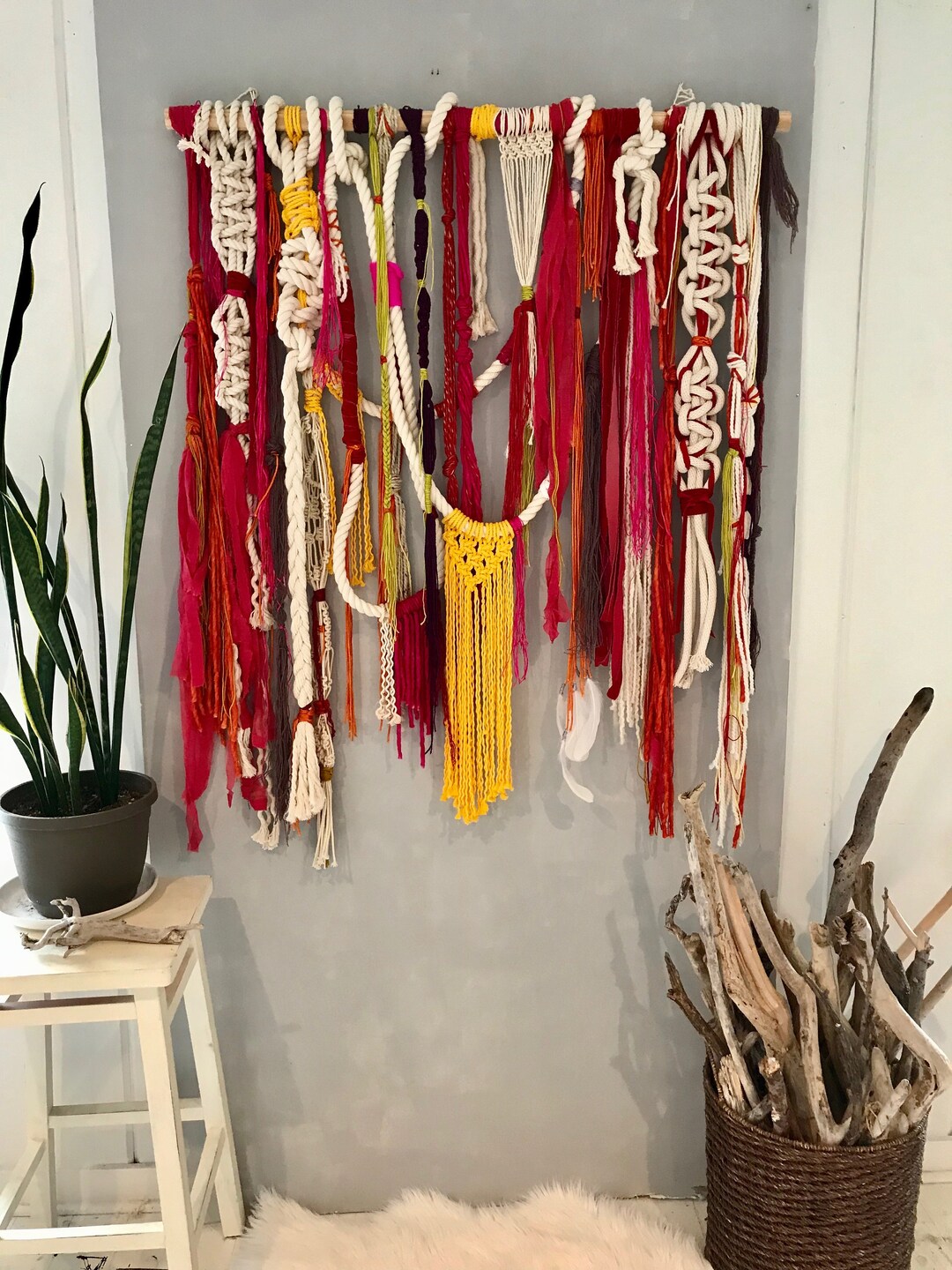 Vibrant Earth Hues Macrame Woven Wall Hanging Statement Piece - Etsy