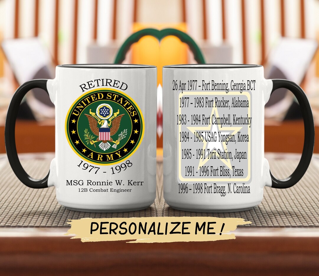 Personalized U.S. Army Retired or Veteran Career Mug Military Coffee ...