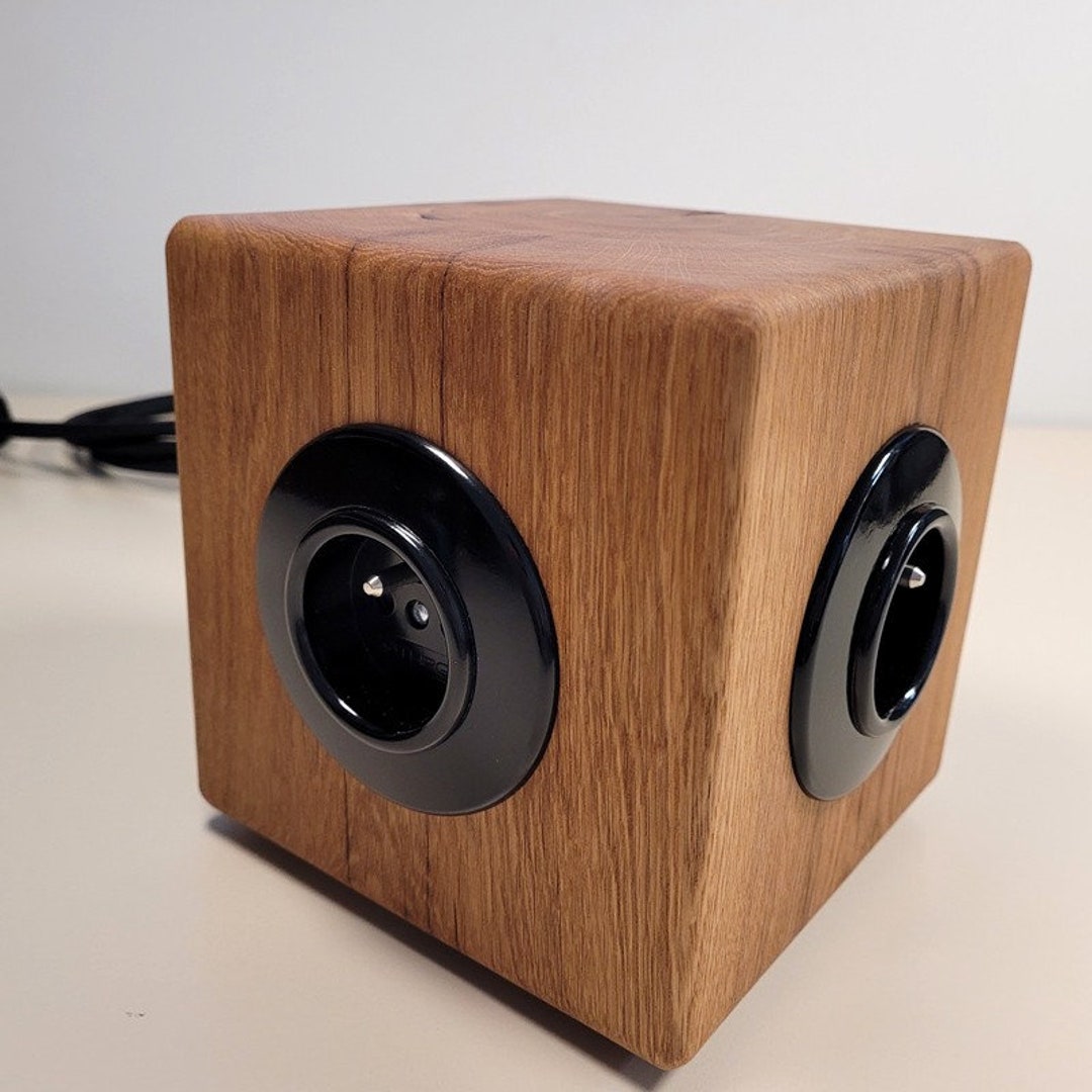 Power Strip in Solid Oak 3 Outlets Available in Bakelite Black Textile ...