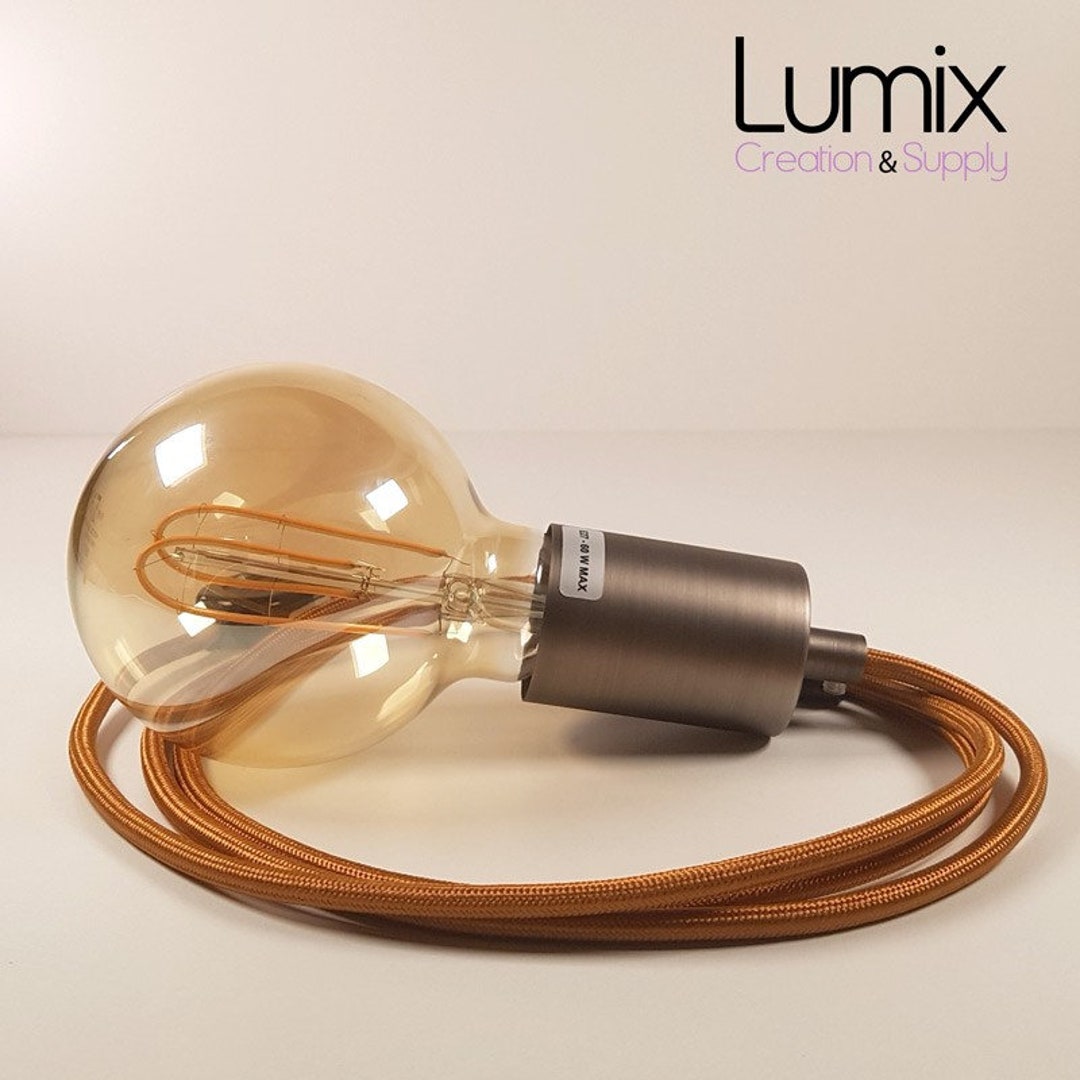 Suspended Lamp Socket Holder Smooth Metal Satin Stainless Steel Whiskey ...