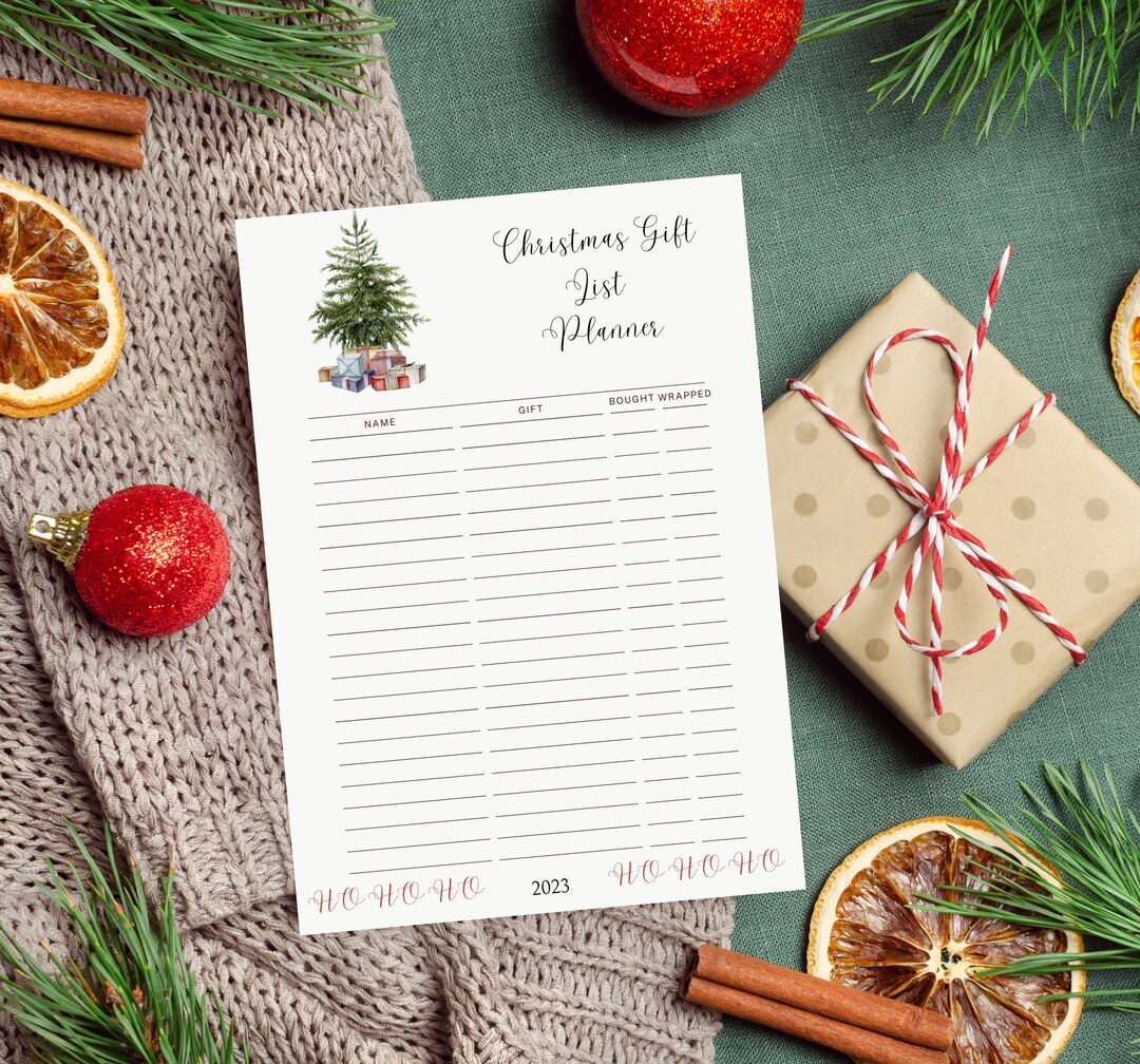 Printable Christmas Gift List Plannerholiday Gift - Etsy