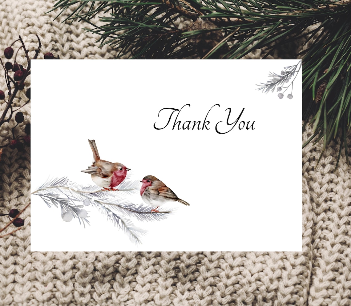 Bird Lovers Thank You Card Pack,instant Download Thank You Cards,robin ...
