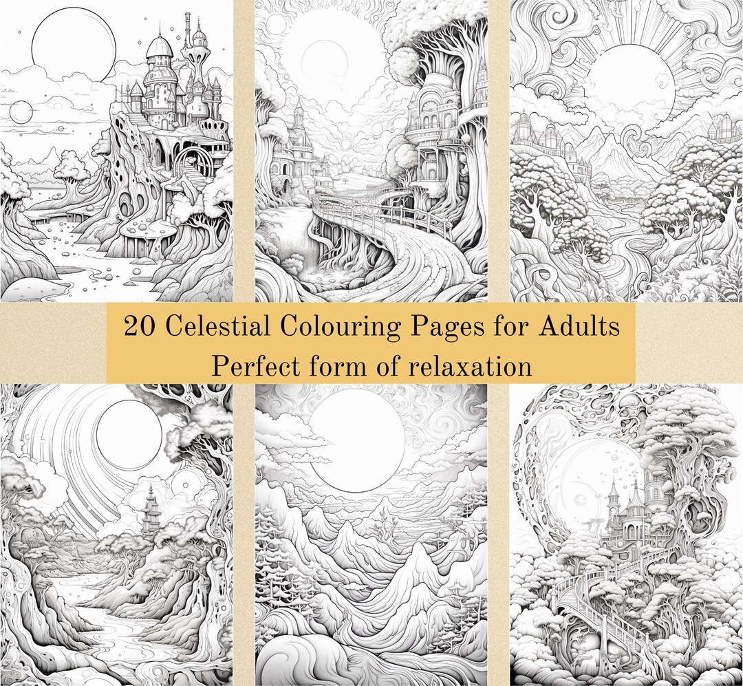 20 Printable Celestial Colouring Pages for Adults,calming and Relaxing ...