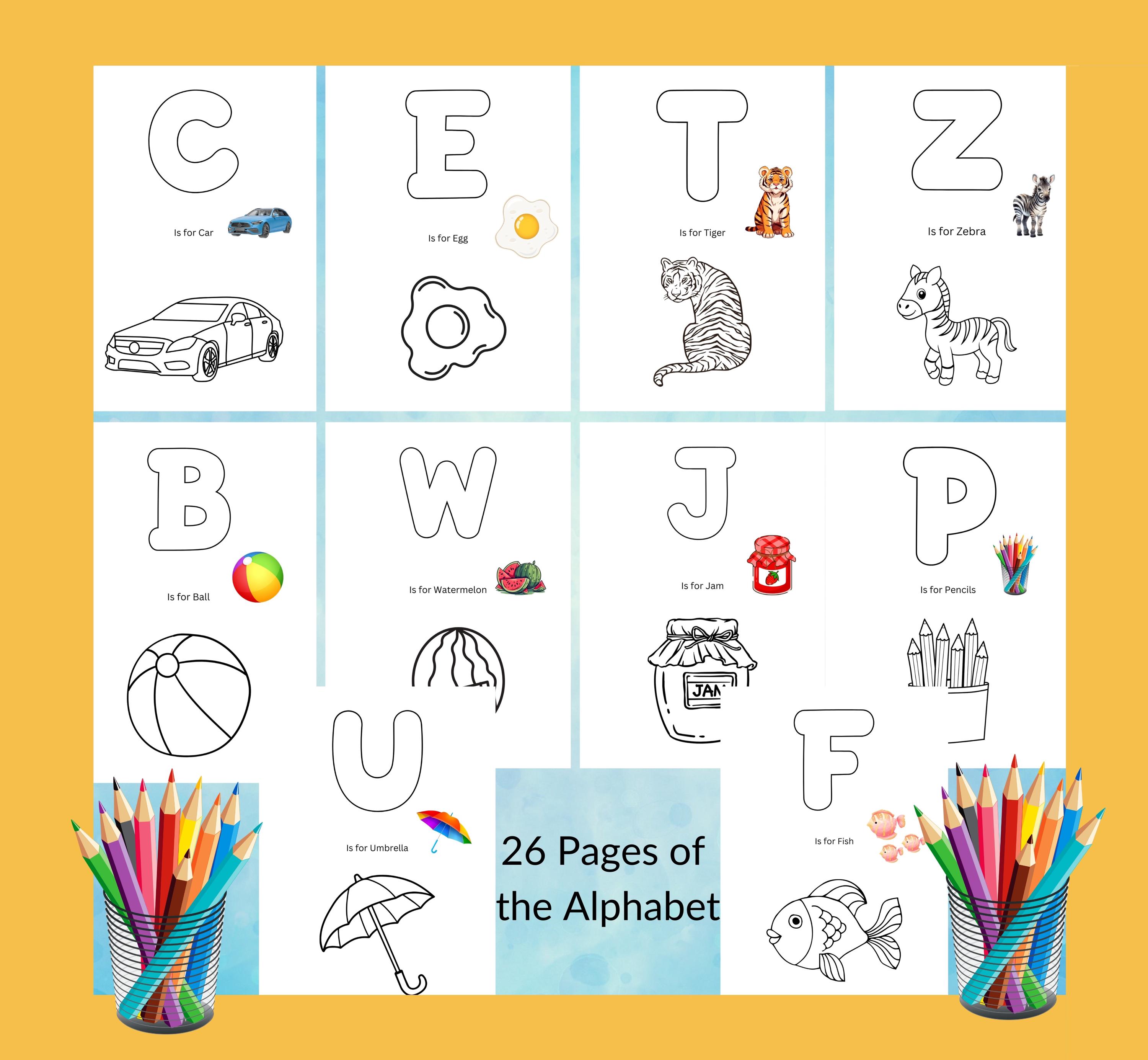 Printable Alphabet Phonics Colouring Pages for Early Learning Toddlers ...