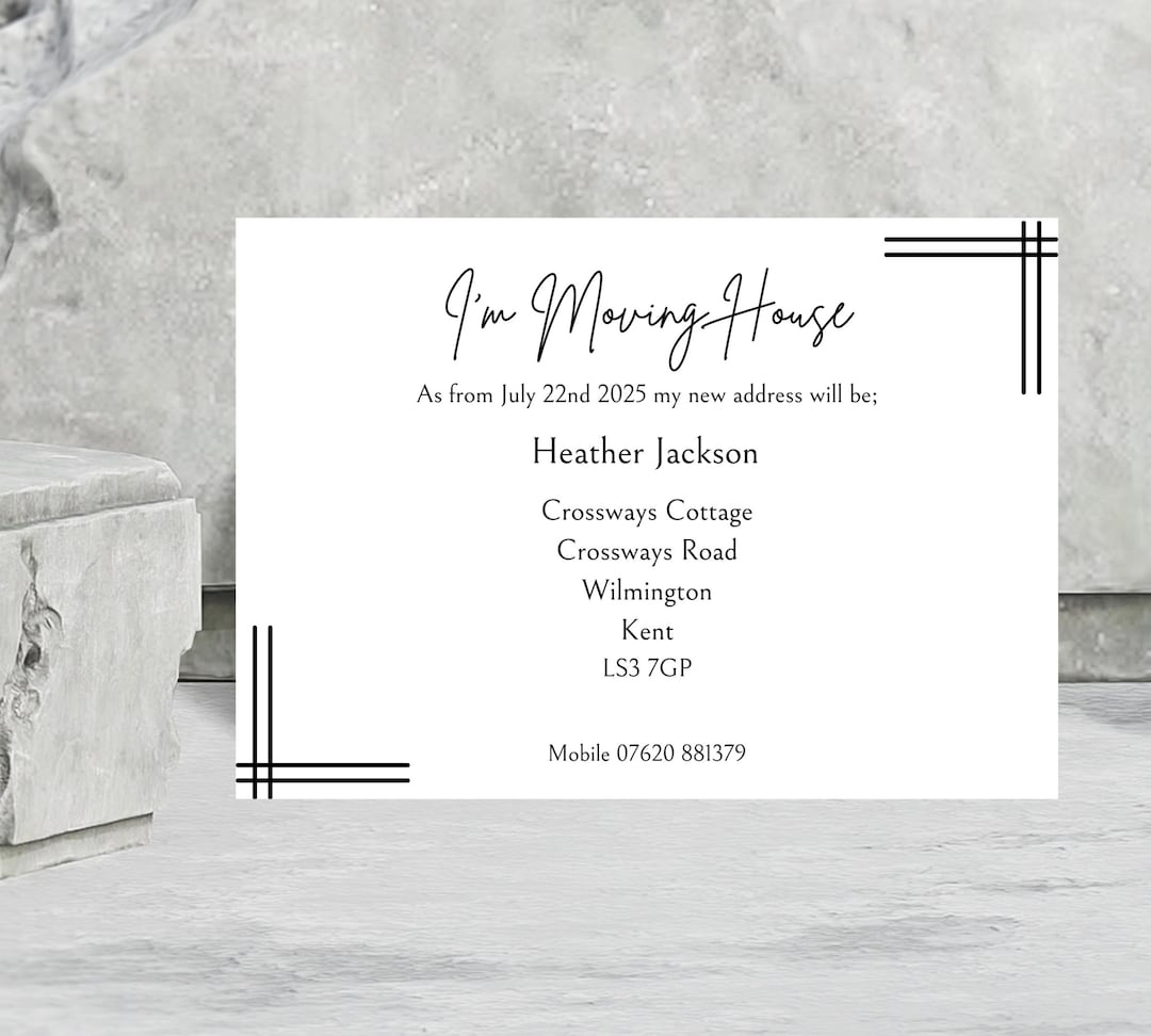 Personalised Printable Simple Change of Address Moving House Cards,i'm ...