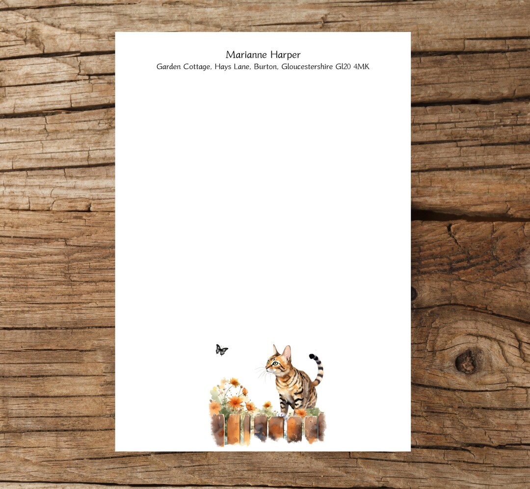Personalised A5 Writing Notepaper Set of 10 Sheets,letterhead Gift ...