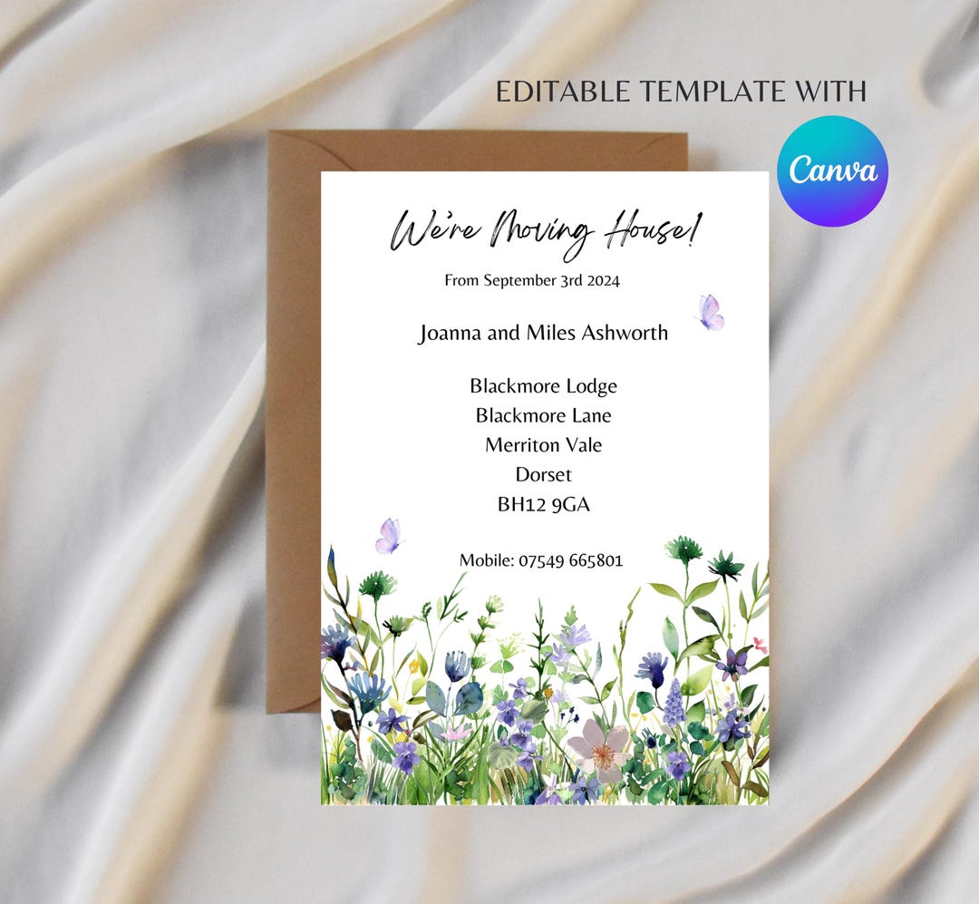 Editable Change of Address Template,digital Download New Address ...