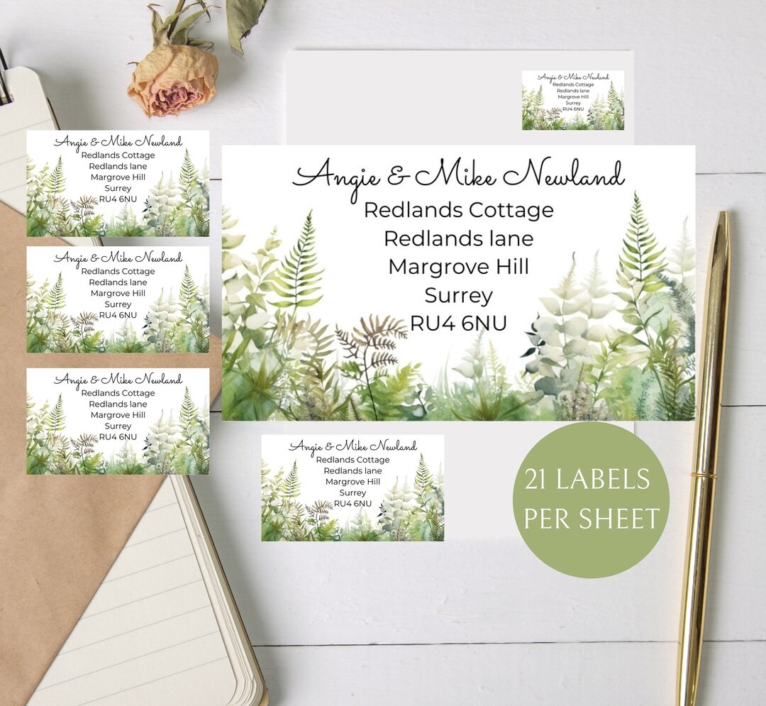 Personalised Return Address Labels,botanical Address Stickers,postage ...