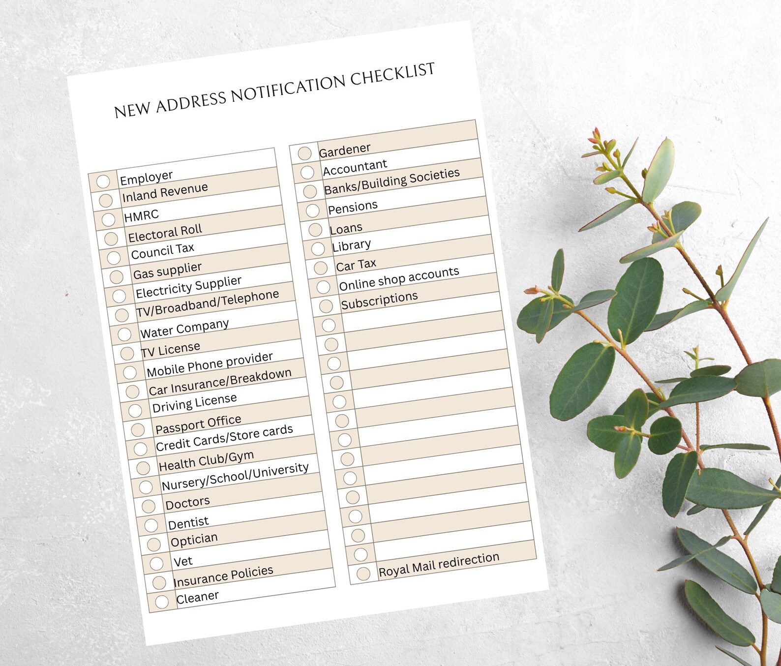 Printable Moving Home Address Change Checklist Template Digital New ...