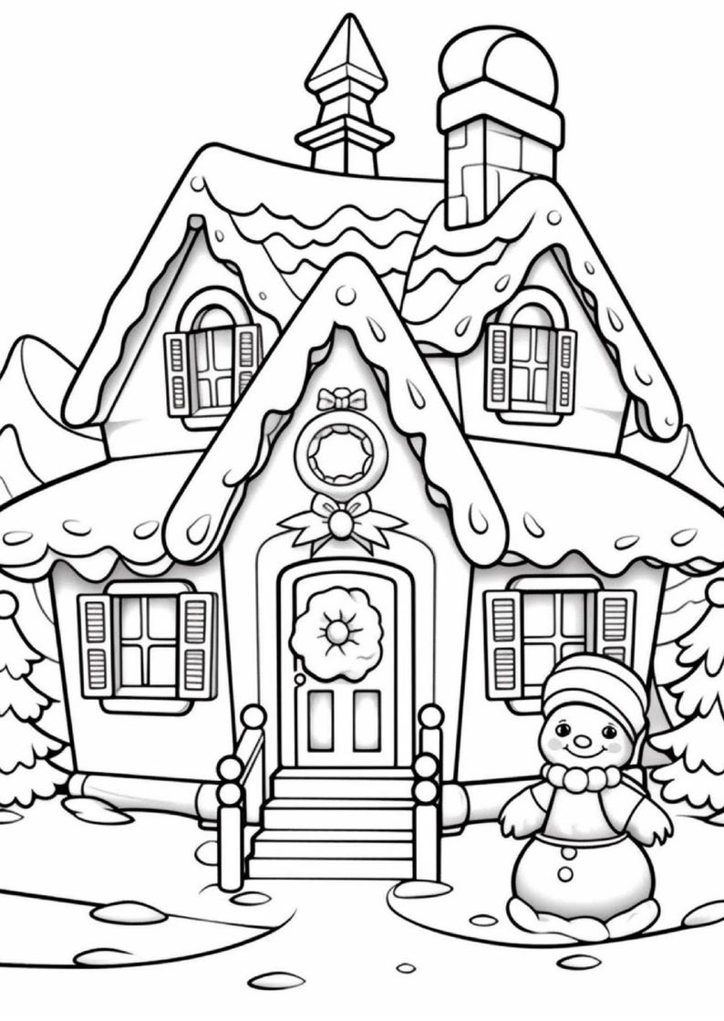 10 Colouring Pages for Kids,instant Download Christmas Snowy Winter Log ...