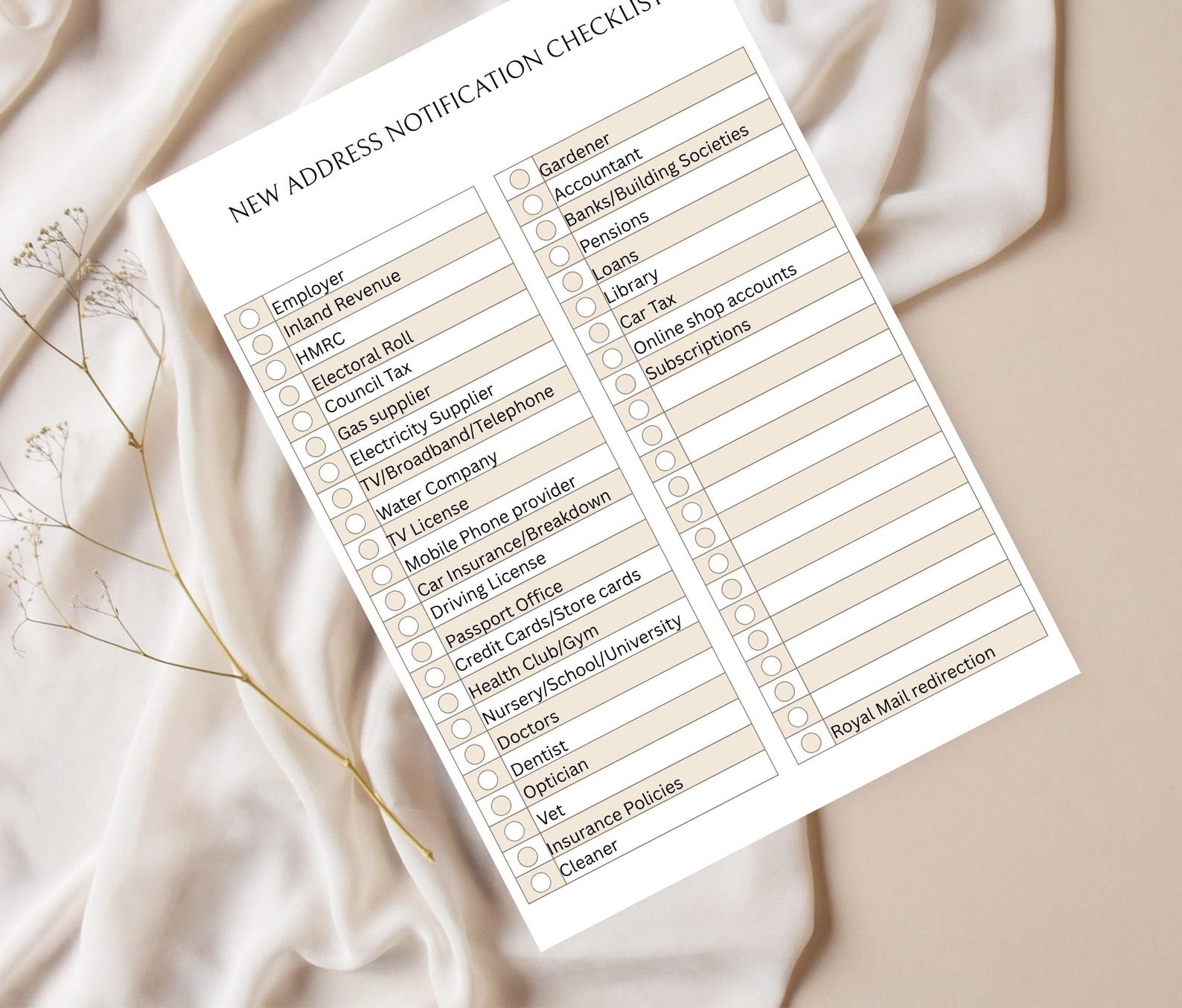 Printable Moving Home Address Change Checklist Template Digital New ...