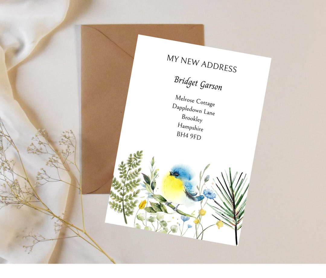 Bird Change of Address Cards and Envelopes for Moving Personalised New ...