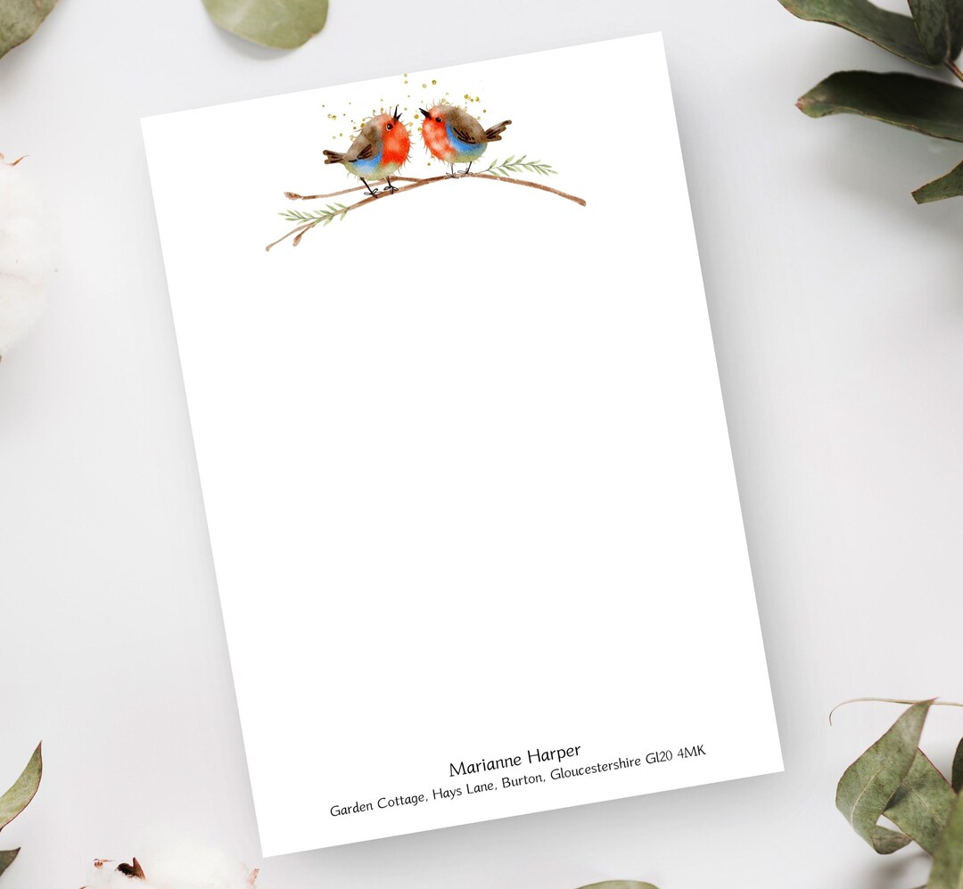 Personalised A5 Writing Notepaper Set of 10 Sheets Letterhead Gift ...