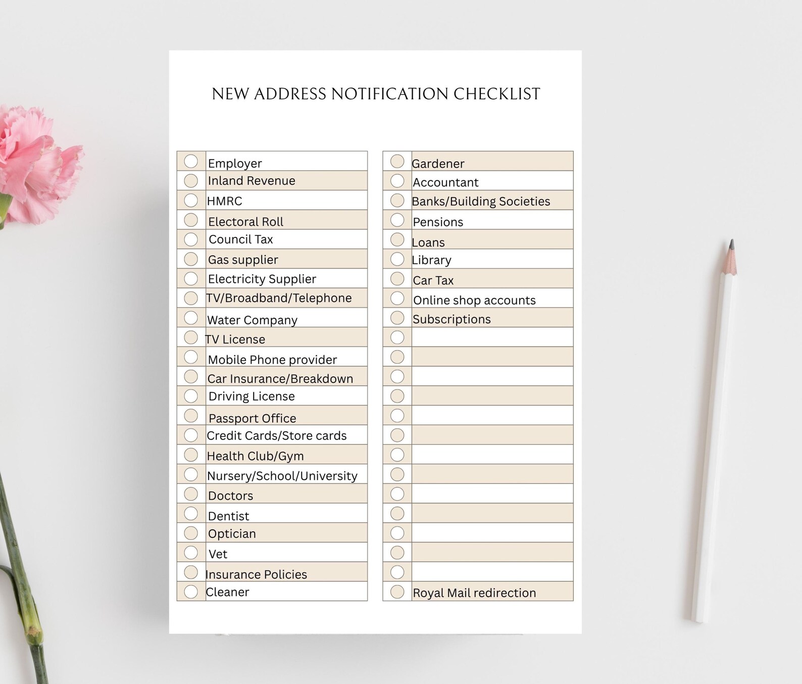 Printable Moving Home Address Change Checklist Template Digital New ...