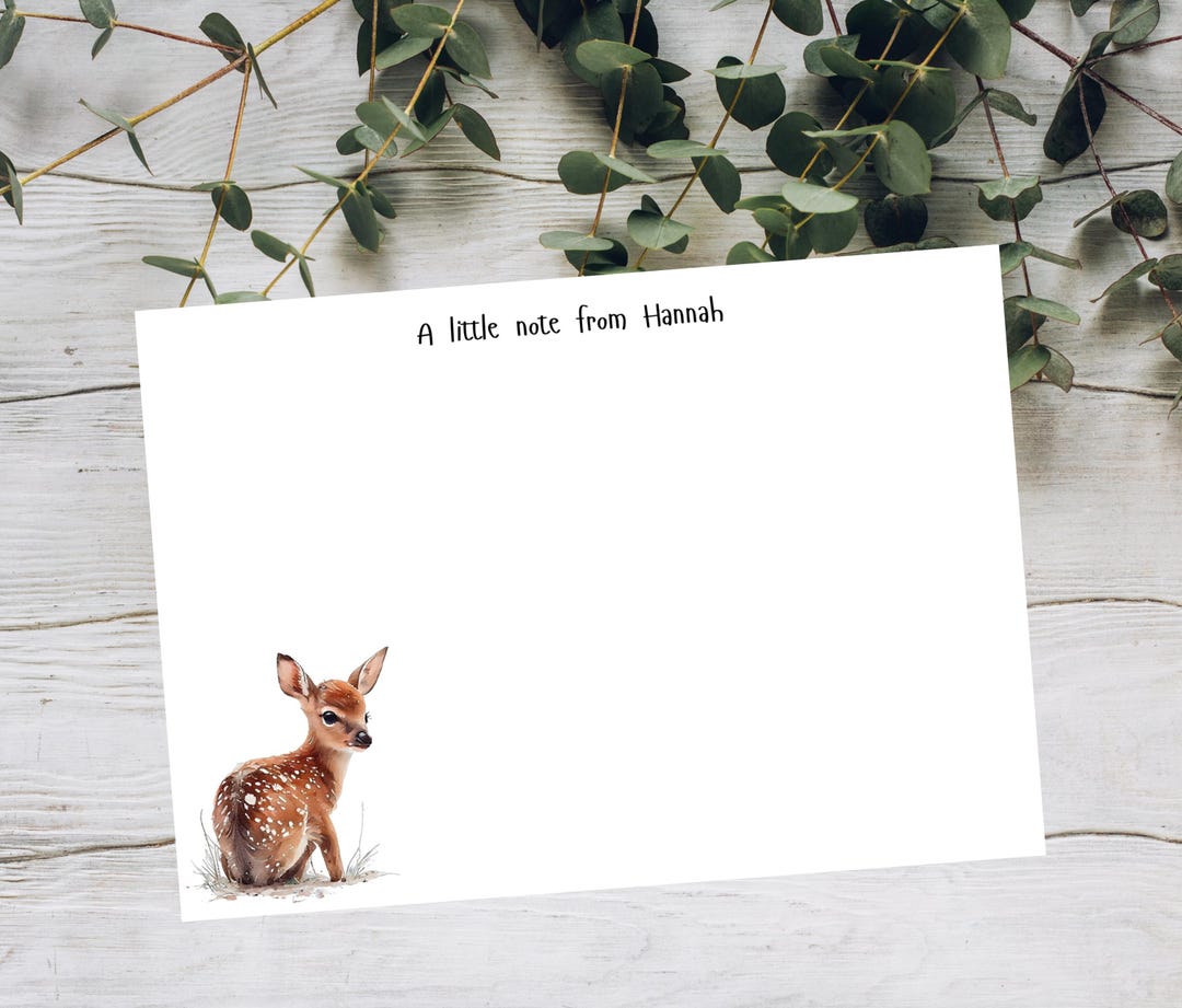 Kids Baby Deer Thank You Notecards for Kids Stationery Cards and ...