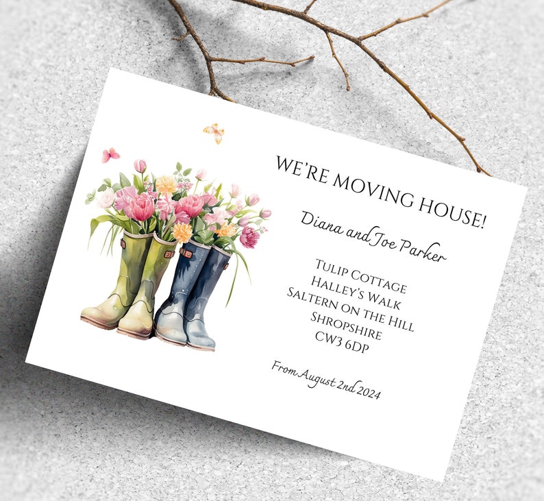 Welly Boots Change of Address Moving House Personalised Cards New ...