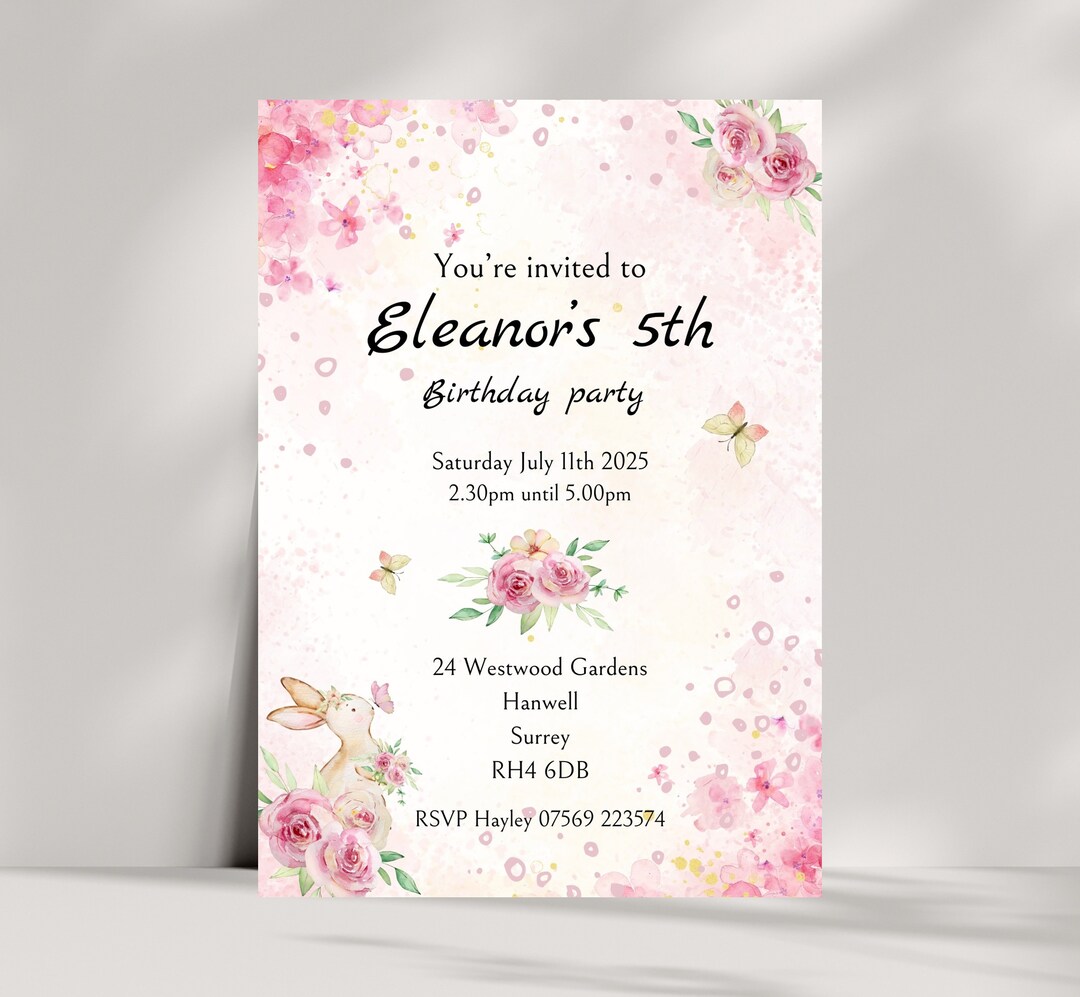 Personalised Girls Birthday Party Invitations and Envelopes,kids Party ...