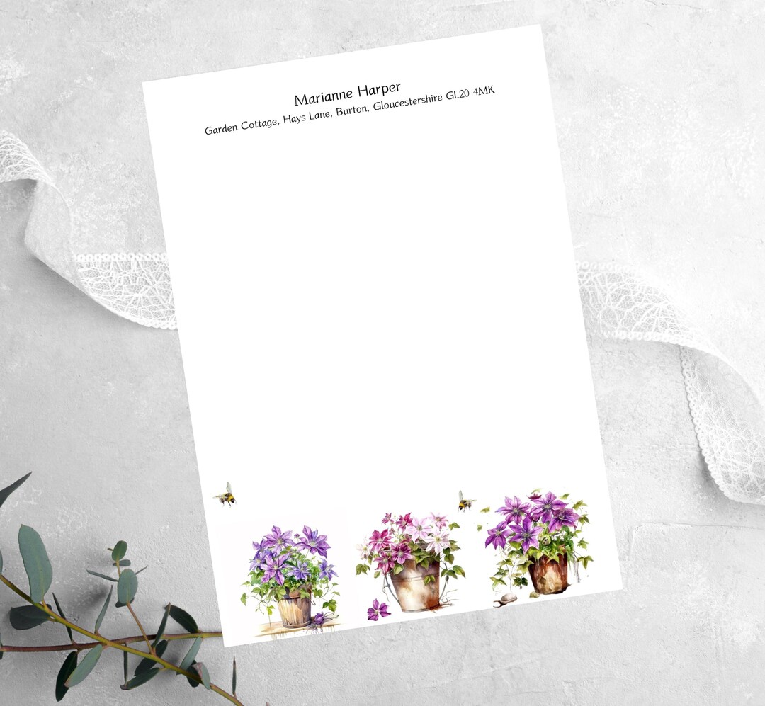 Personalised A5 Writing Notepaper Set of 10 Sheets,letterhead Gift ...