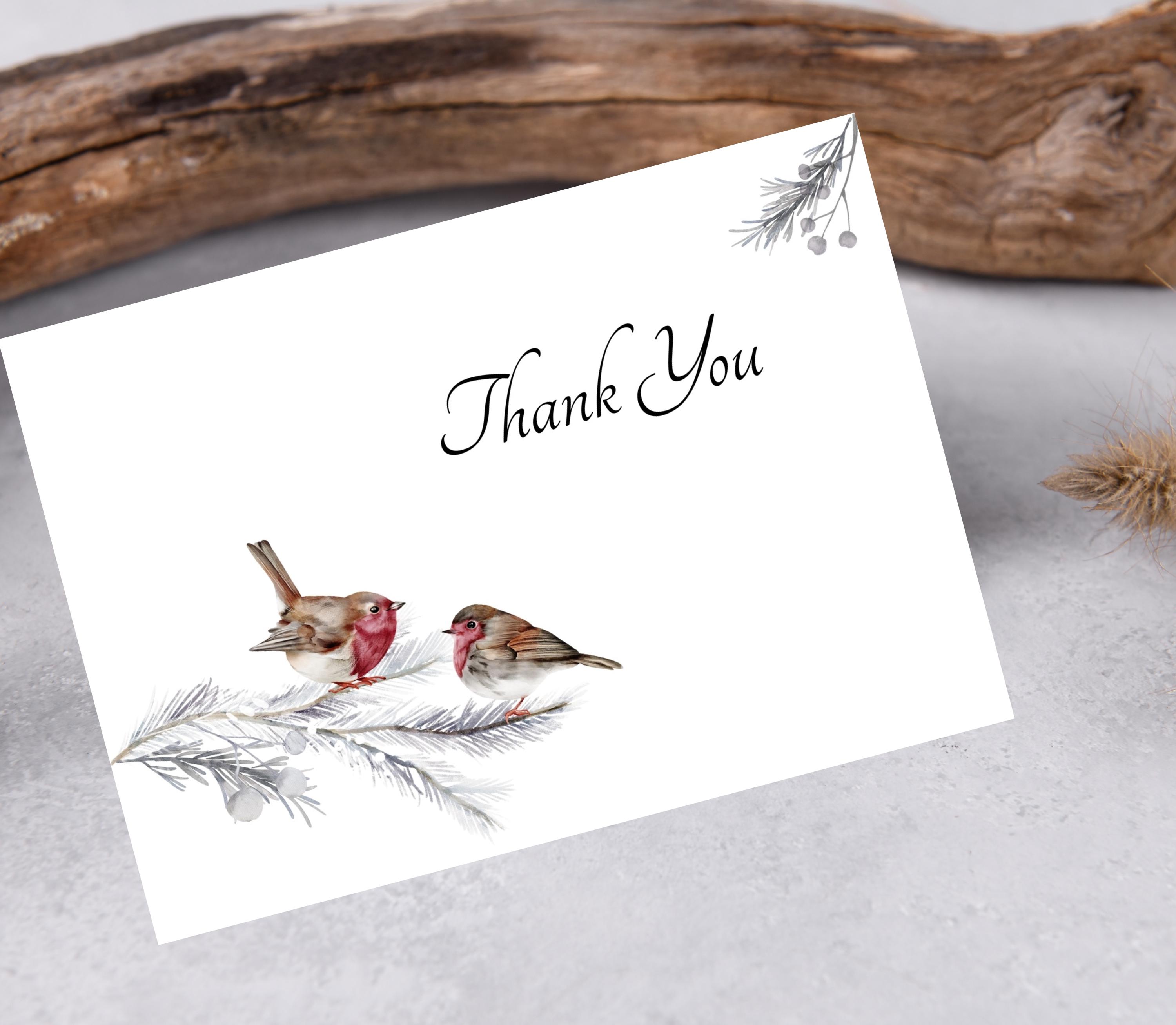 Bird Lovers Thank You Card Pack,instant Download Thank You Cards,robin ...