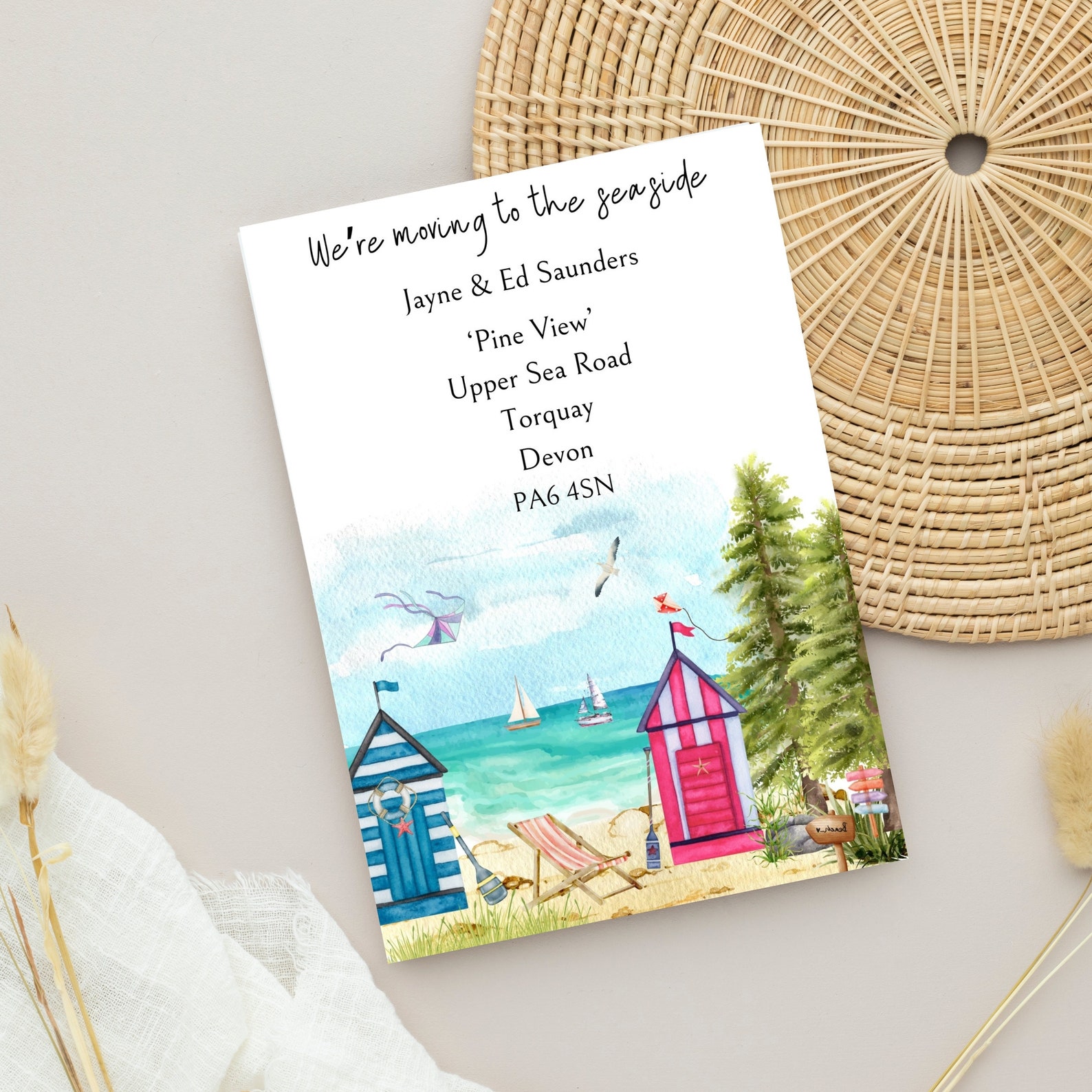 Seaside Themed New Address Cards for Moving House Personalised Change ...