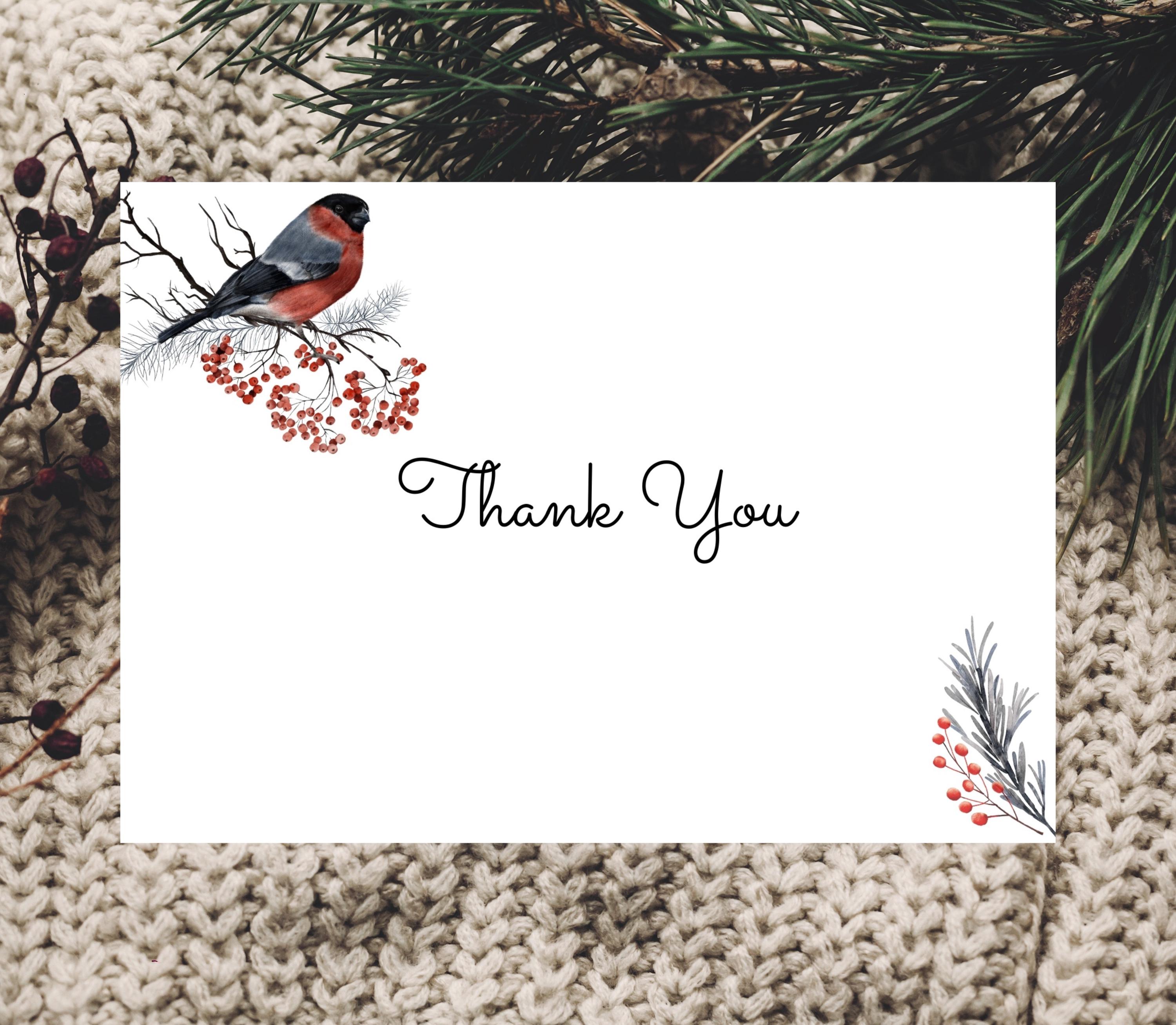 Bird Lovers Thank You Card Pack,instant Download Thank You Cards,robin ...